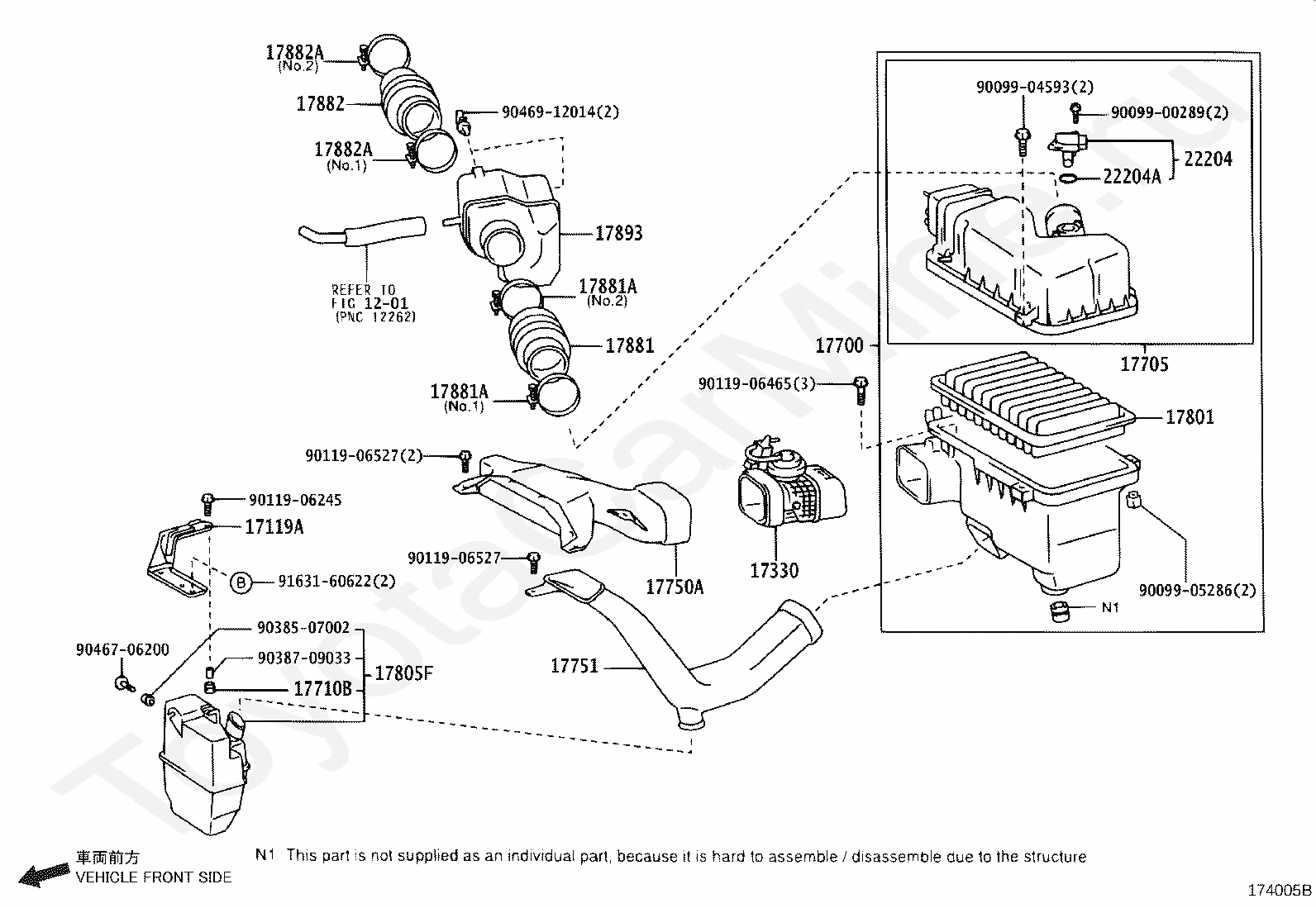Воздушный фильтр Тойота для CAMRY, 2001/08 - 2006/01, 3 литра, 24 ...