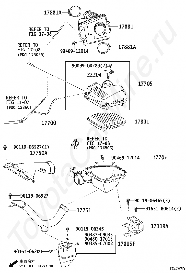 Воздушный фильтр Тойота для CAMRY, 2006/01 - 2009/01, 3,5 литра, 24 ...