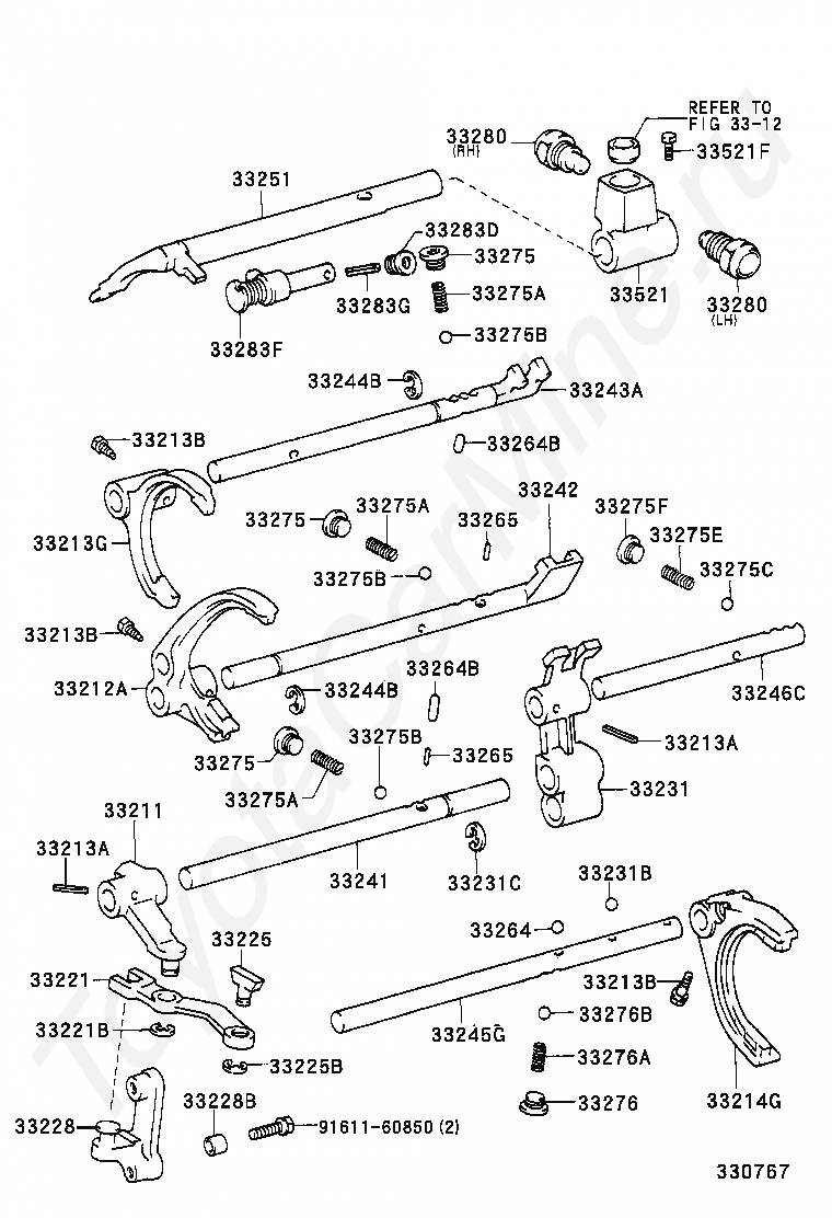 GEAR SHIFT FORK & LEVER SHAFT (MTM) Тойота для HIACE/HIACE S.B.V, 1995/ ...