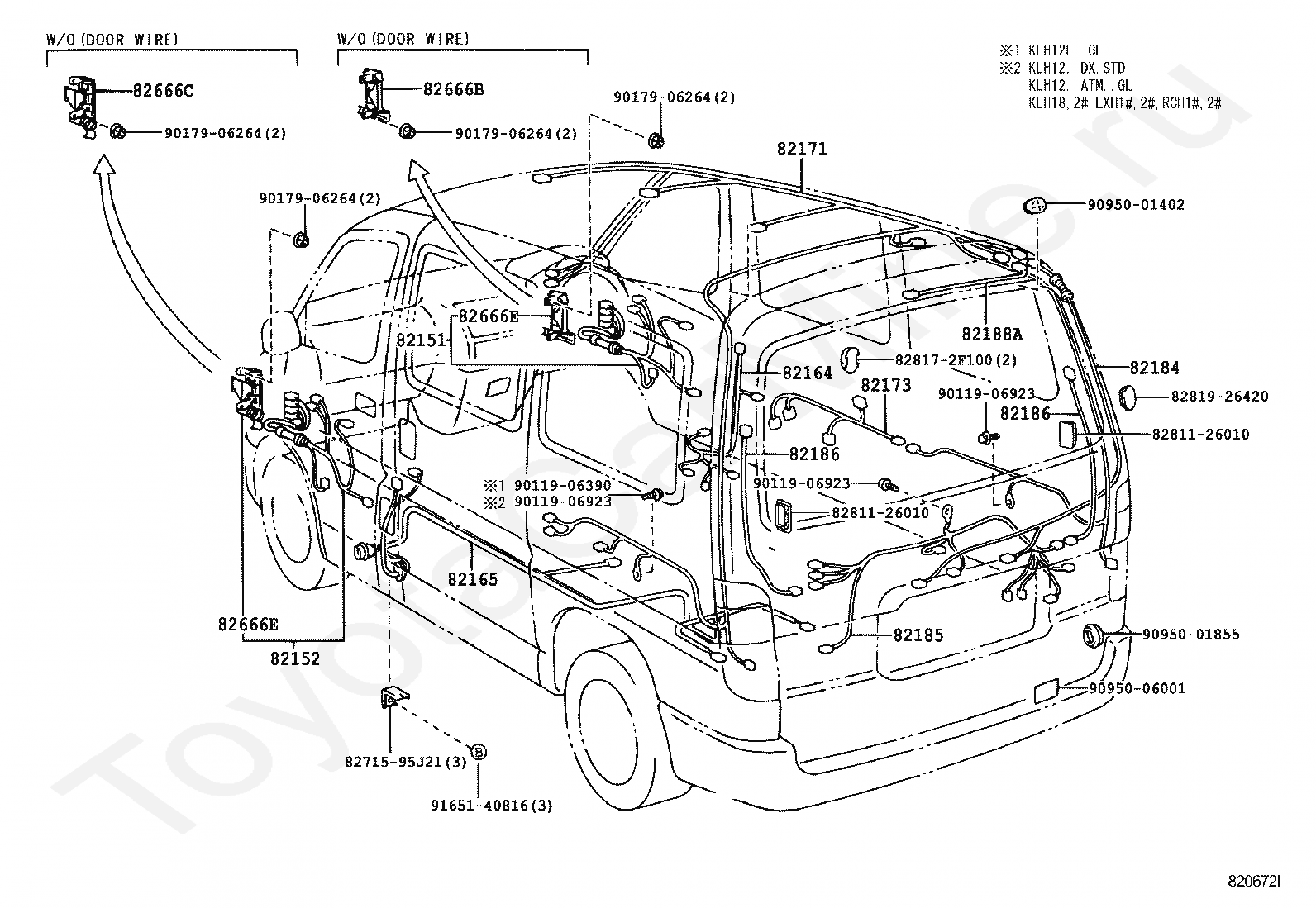 Проводка Тойота для HIACE/HIACE S.B.V, 2001/08 - 2011/11, 2,5 литра ...