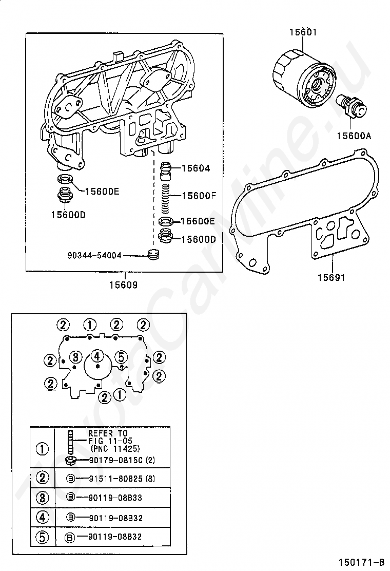 Масляный фильтр Тойота для HIACE/HIACE S.B.V, 1995/08 - 2001/08, 2,4 ...