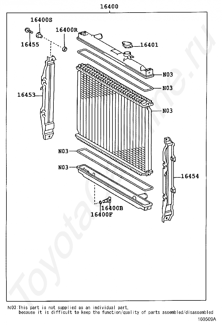 Радиатор и шланги Тойота для HILUX, 1997/08 - 2000/08, 2,7 литра, CBR ...