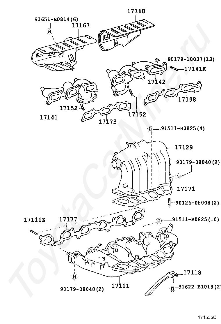 Коллекторы Тойота для LAND CRUISER 100, 1998/01 - 2000/08, 4,5 литра ...
