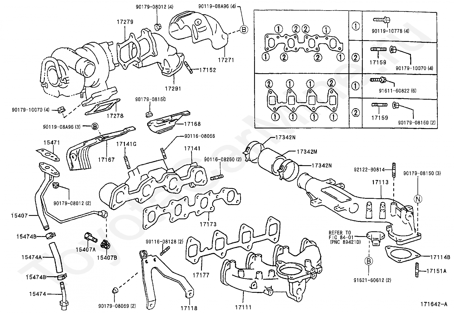 Коллекторы Тойота для HIACE/HIACE S.B.V, 1995/08 - 2001/08, 2,4 литра ...