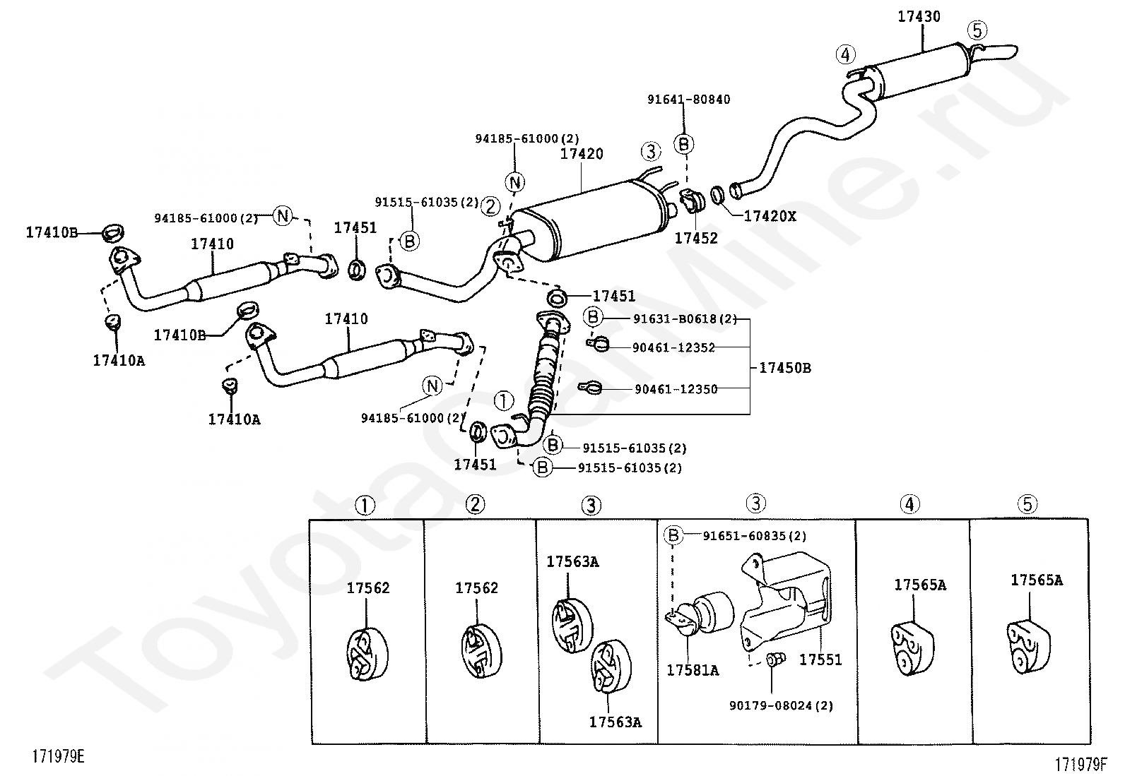 Глушитель Тойота для LAND CRUISER 100, 1998/01 - 2000/08, 4,7 литров ...