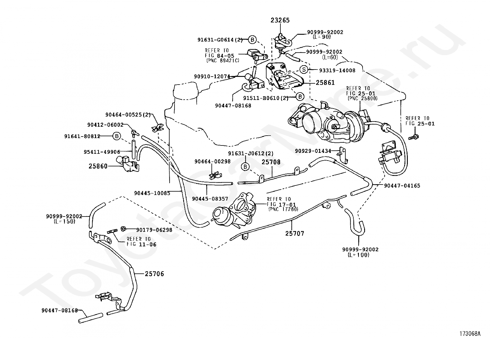 Вакуумные шланги Тойота для HIACE/HIACE S.B.V, 2001/08 - 2011/11, 2,5 ...