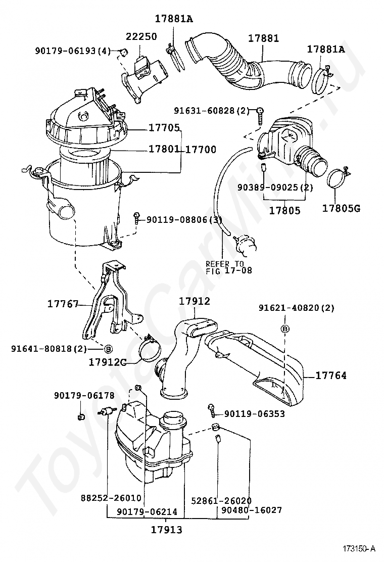 Воздушный фильтр Тойота для HIACE/HIACE S.B.V, 1998/04 - 2006/05, 2,7 ...