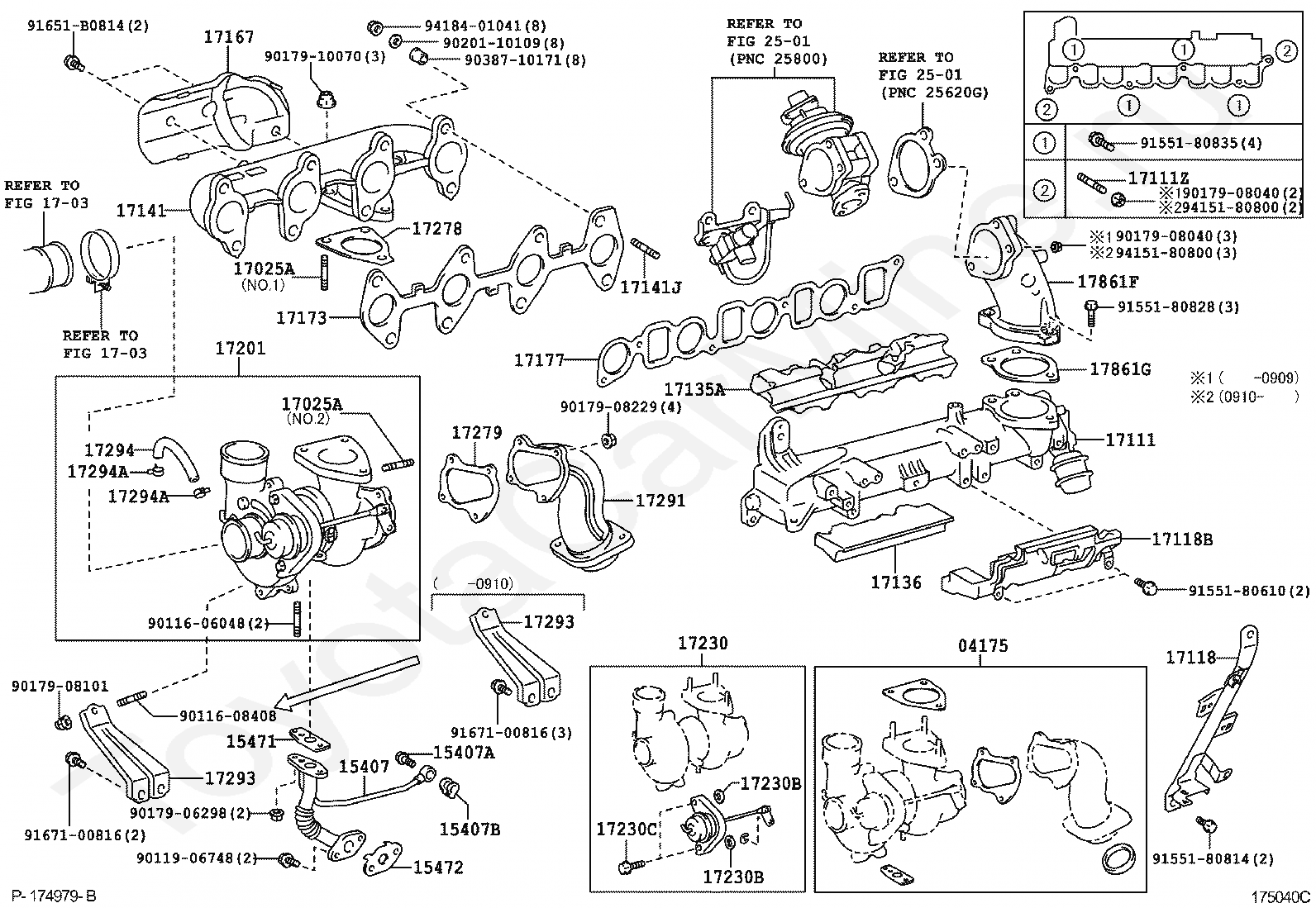 Коллекторы Тойота для HIACE/HIACE S.B.V, 2001/08 - 2011/11, 2,5 литра ...