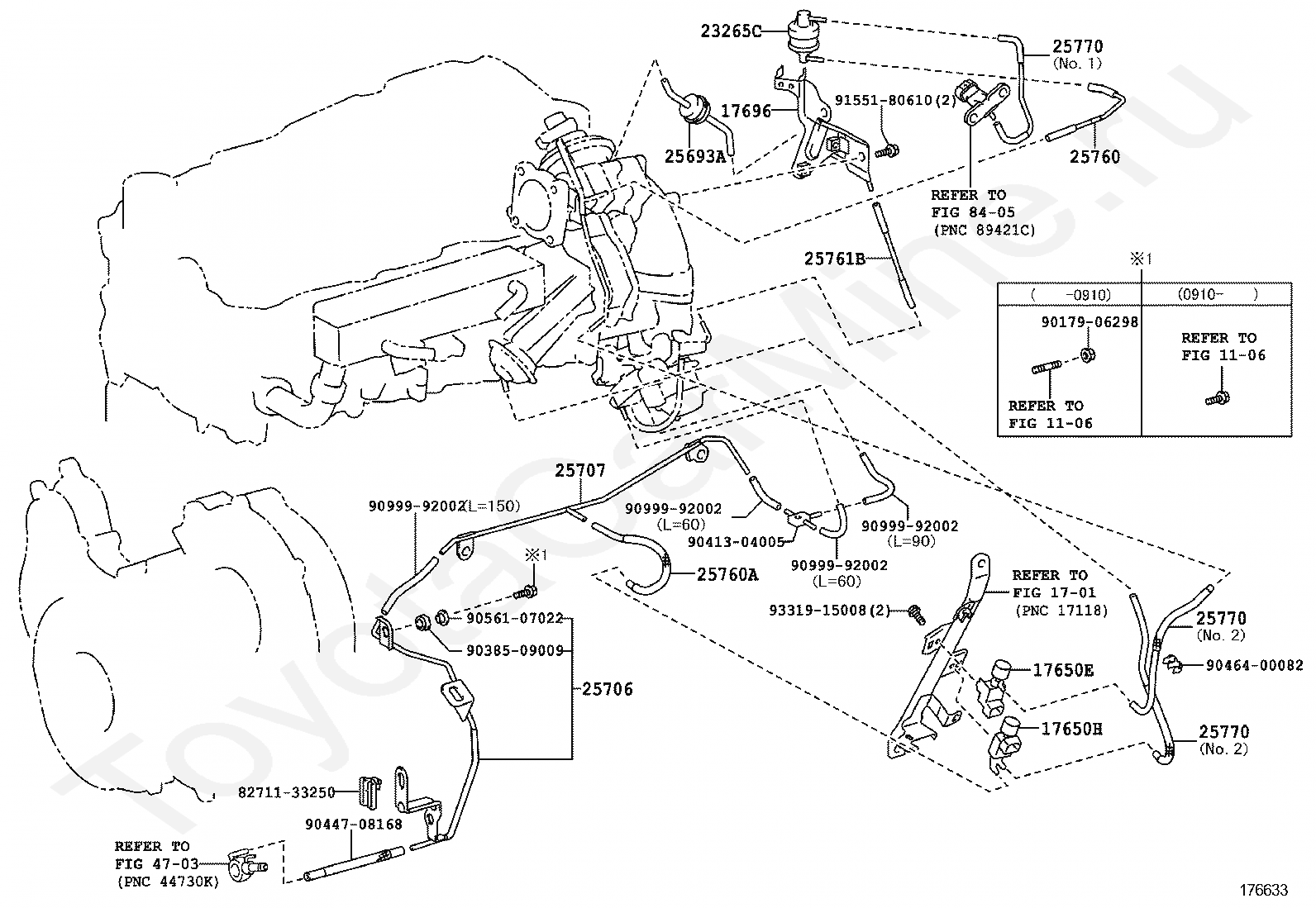 Вакуумные шланги Тойота для HIACE/HIACE S.B.V, 2001/08 - 2011/11, 2,5 ...