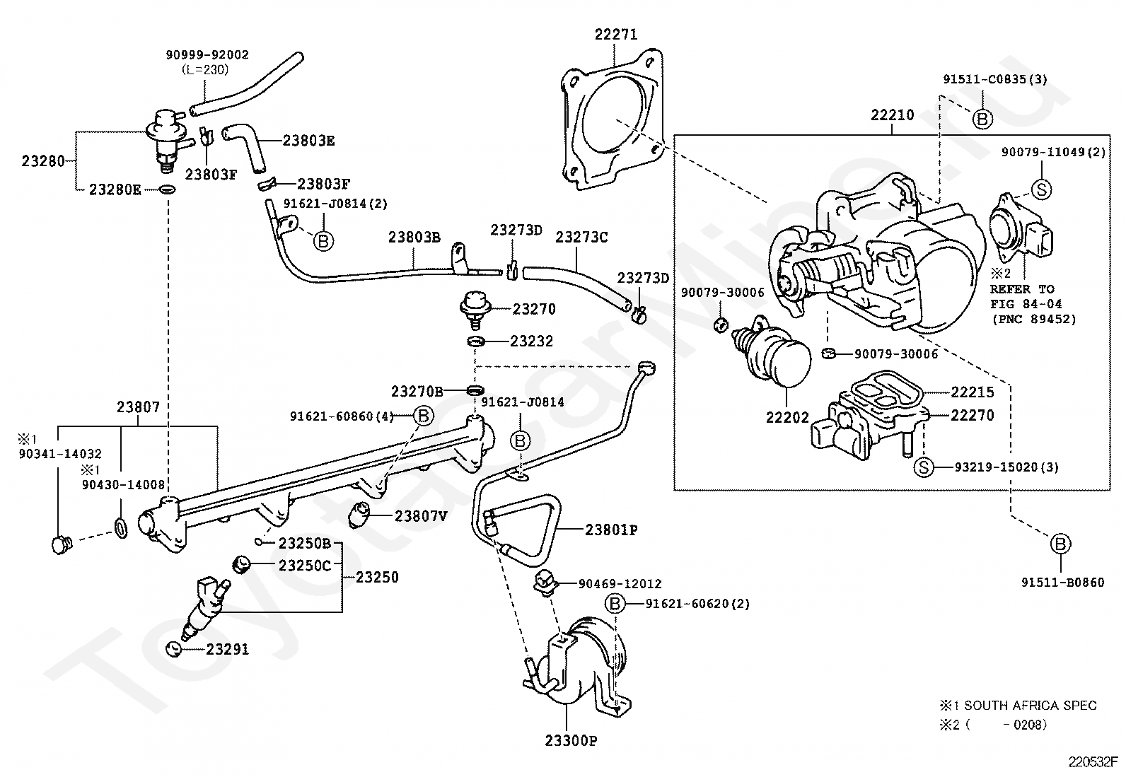 Топливная система Тойота для LAND CRUISER 100, 1998/01 - 2000/08, 4,5 ...