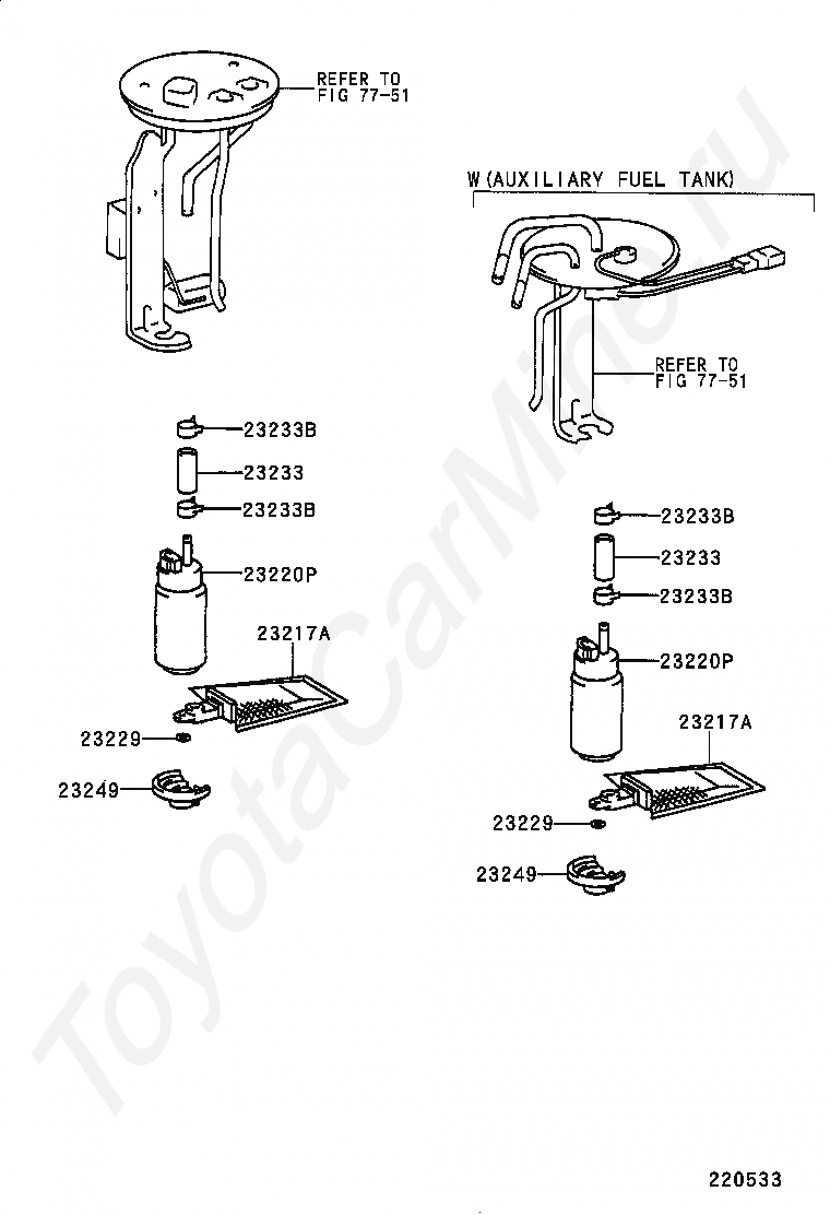 Топливная система Тойота для LAND CRUISER 100, 1998/01 - 2000/08, 4,5 ...