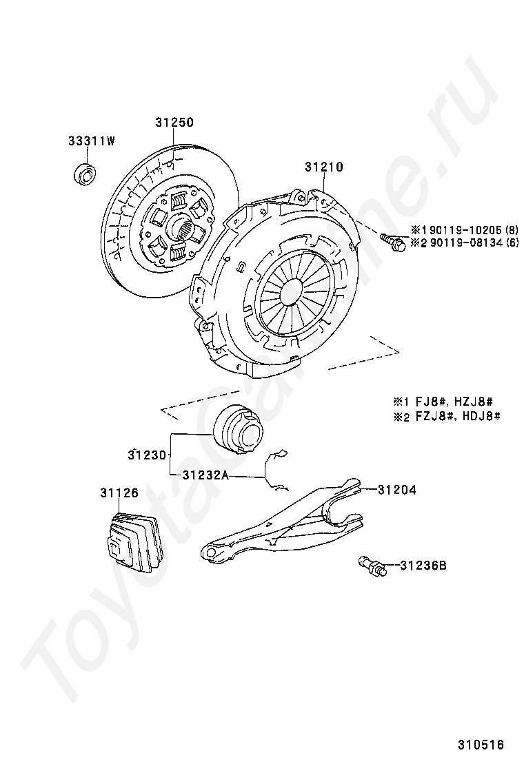 Сцепление Тойота для LAND CRUISER, 1992/01 - 1997/11, 4,5 литра ...