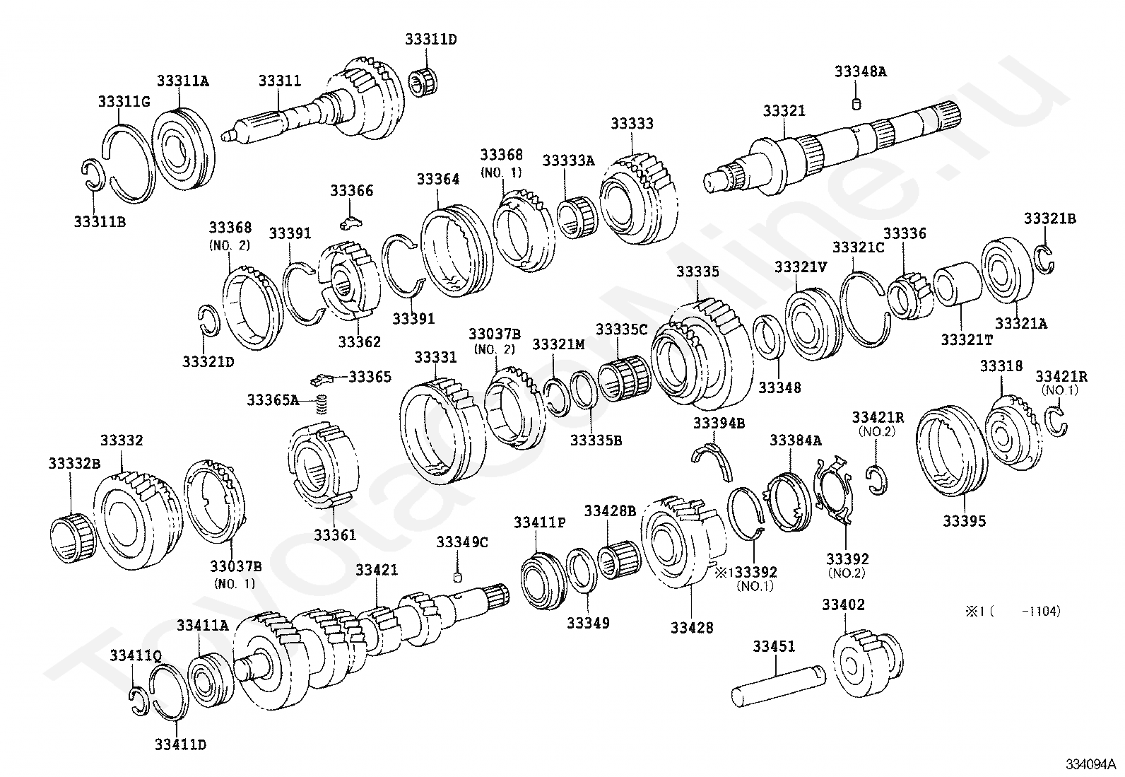 TRANSMISSION GEAR (MTM) Тойота для HIACE/HIACE S.B.V, 2001/08 - 2011/11 ...