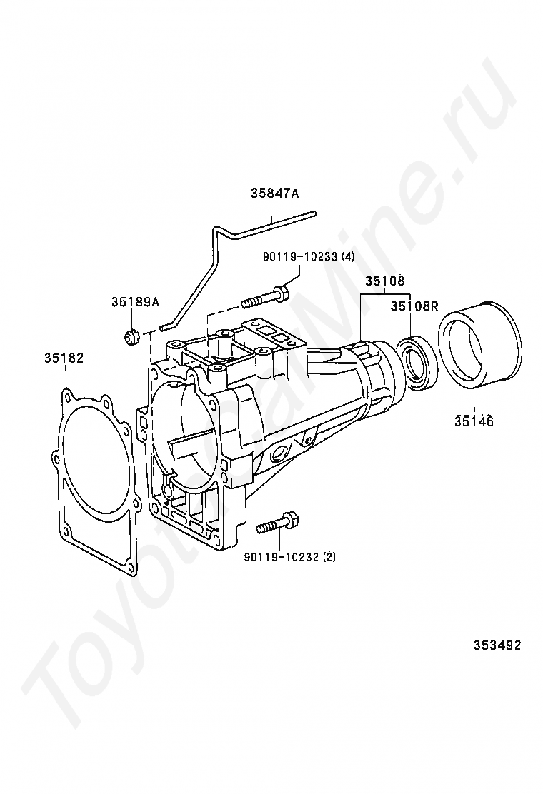 EXTENSION HOUSING (ATM) Тойота для HIACE/HIACE S.B.V, 2001/08 - 2006/08 ...