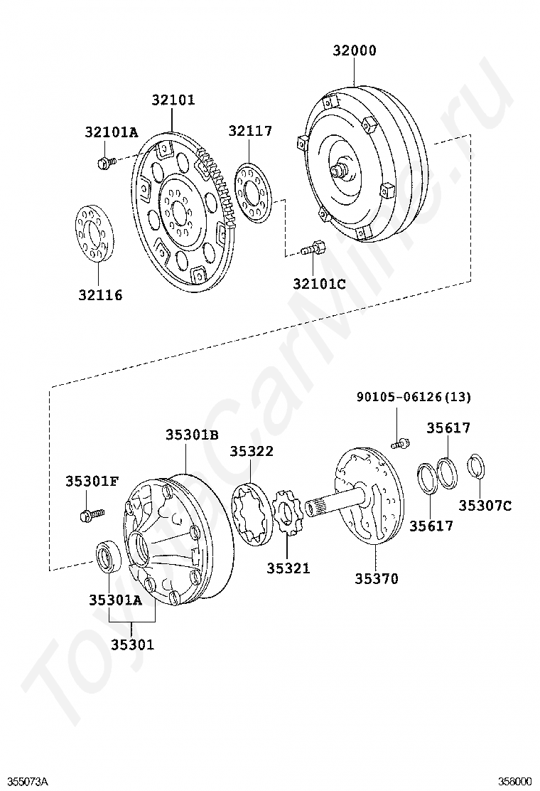 TORQUE CONVERTER, FRONT OIL PUMP & CHAIN (ATM) Тойота для FORTUNER ...