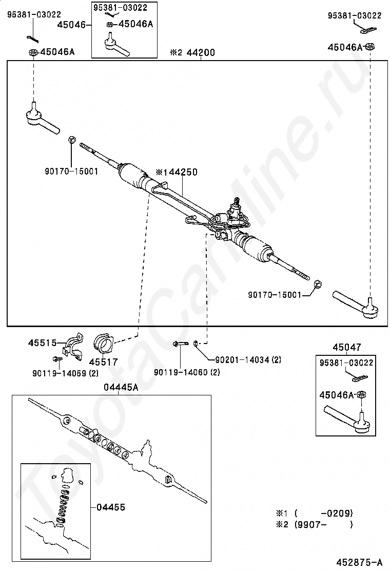 Рулевая рейка и наконечники Тойота для HIACE/HIACE S.B.V, 1998/04 ...