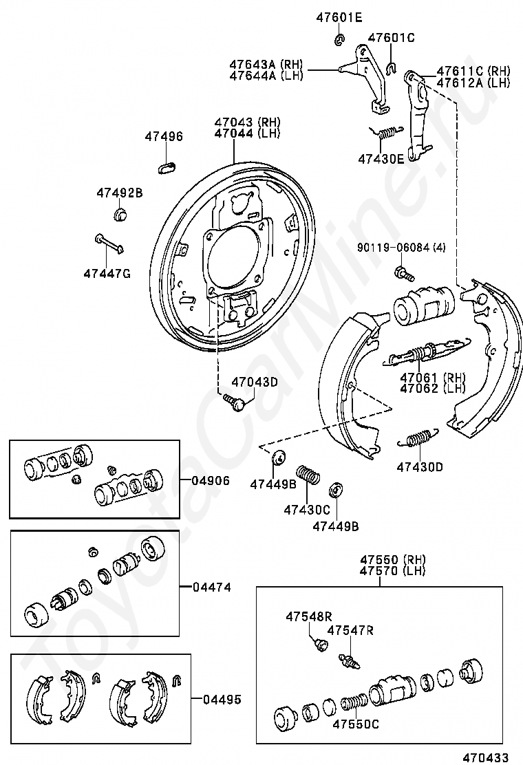 REAR DRUM BRAKE WHEEL CYLINDER & BACKING PLATE Тойота для HIACE/HIACE S ...