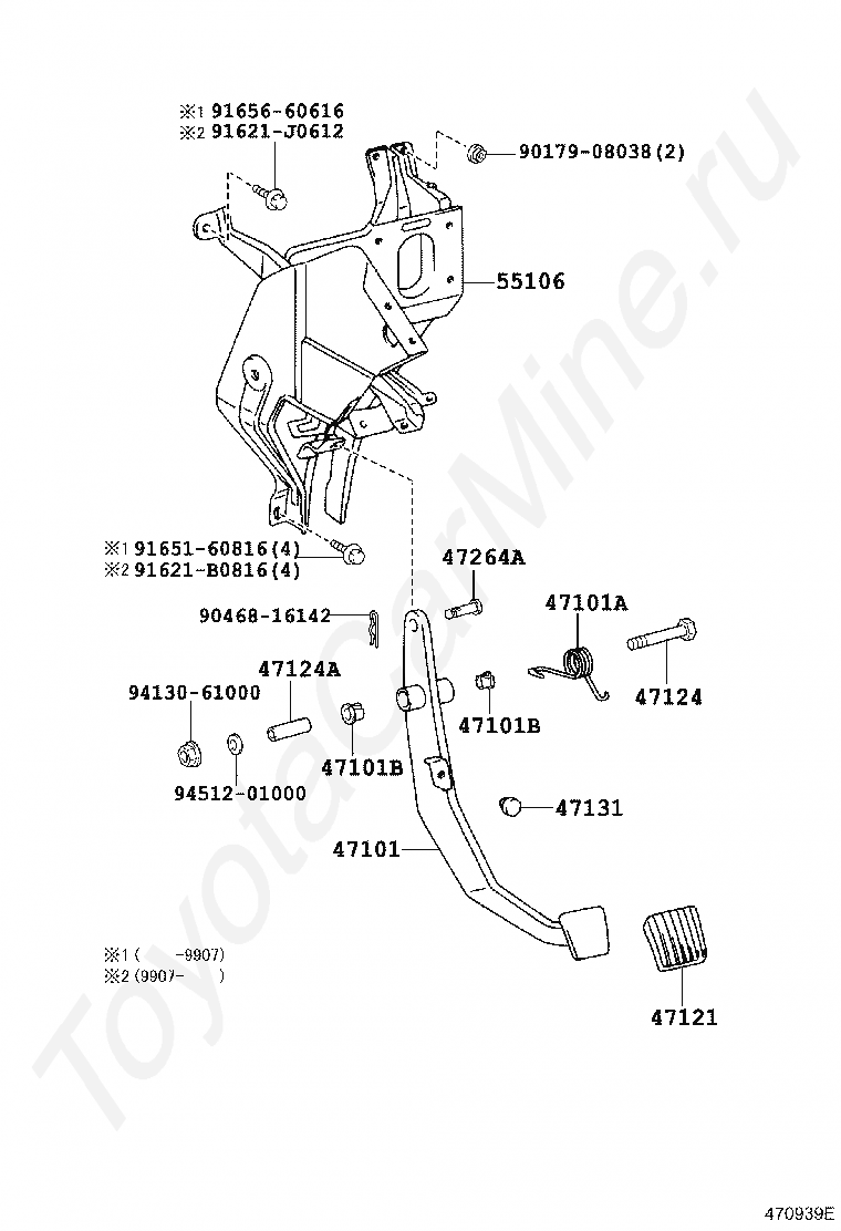 Педаль тормоза Тойота для COASTER, 1993/01 - 2025, 4,2 литра, дизель ...