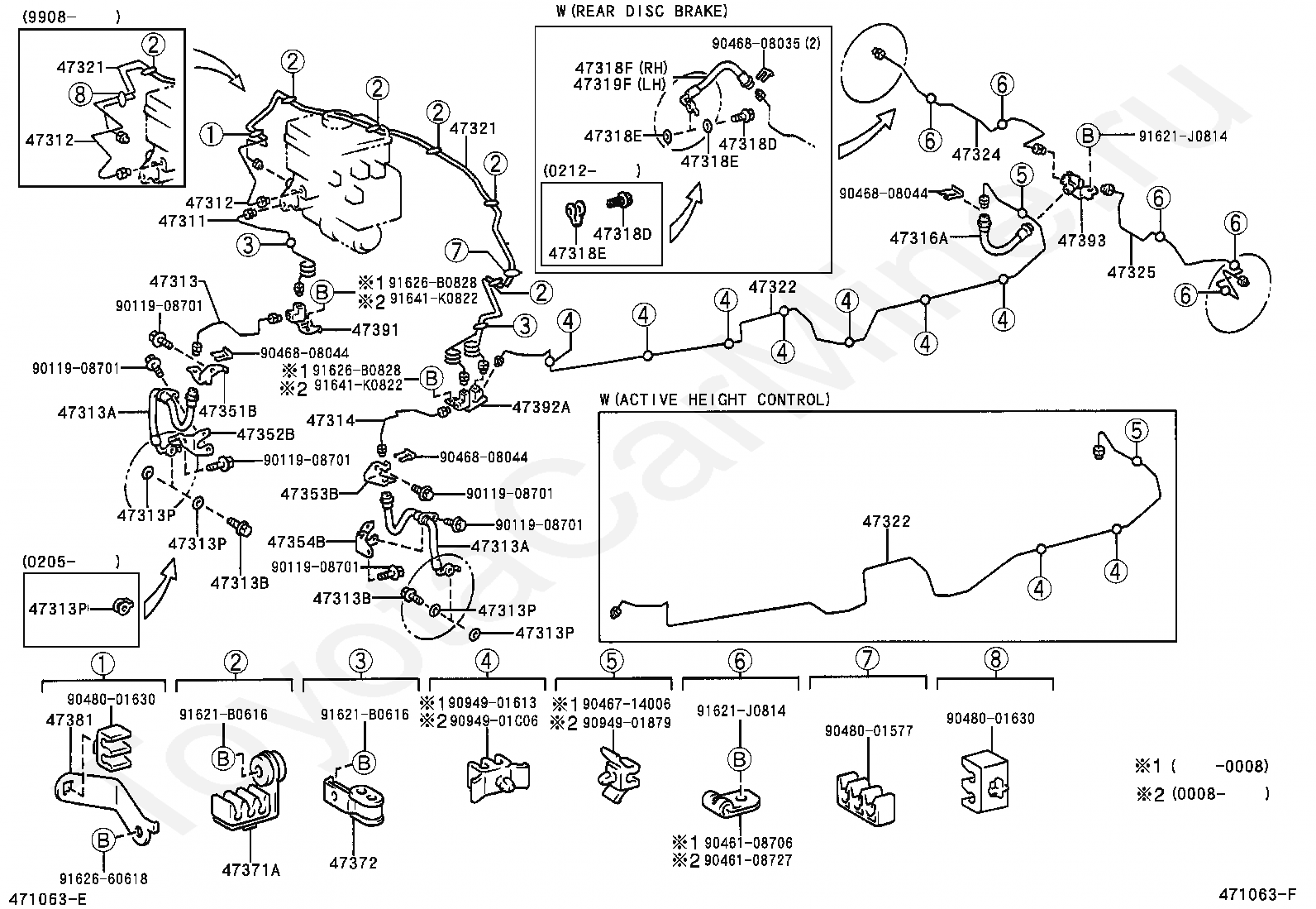 Тормозная магистраль Тойота для LAND CRUISER 100, 1998/01 - 2000/08, 4 ...
