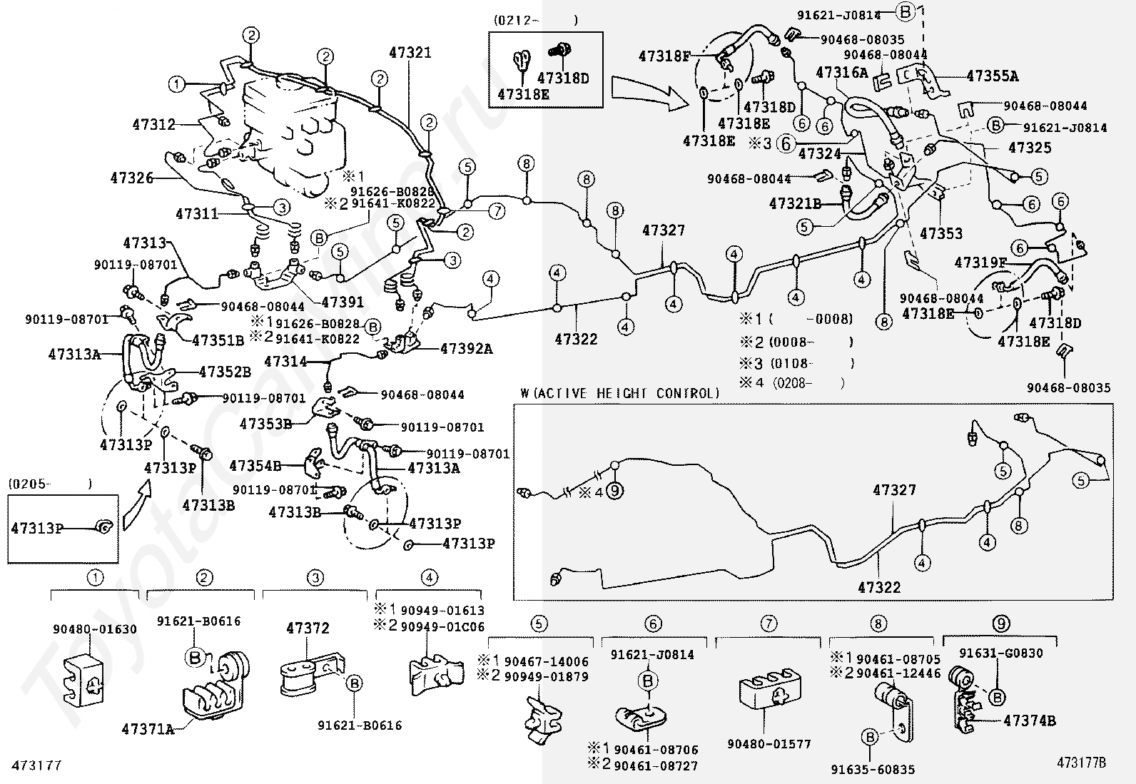 Тормозная магистраль Тойота для LAND CRUISER 100, 1998/01 - 2000/08, 4 ...