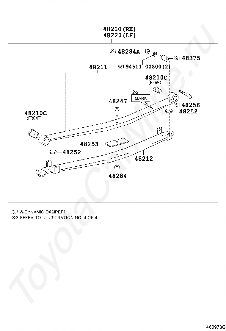 Задние амортизаторы Тойота для COASTER, 1993/01 - 2016/12, 3,7 литра ...
