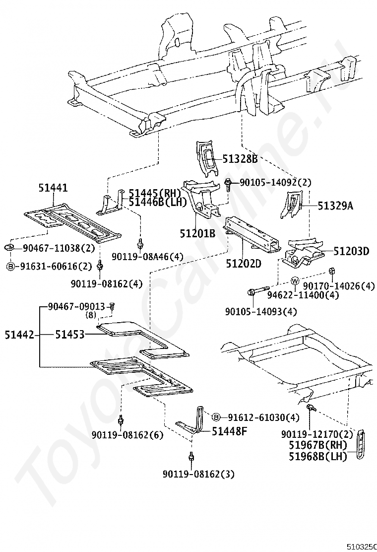 SUSPENSION CROSSMEMBER & UNDER COVER Тойота для COASTER, 1993/01 - 2016 ...