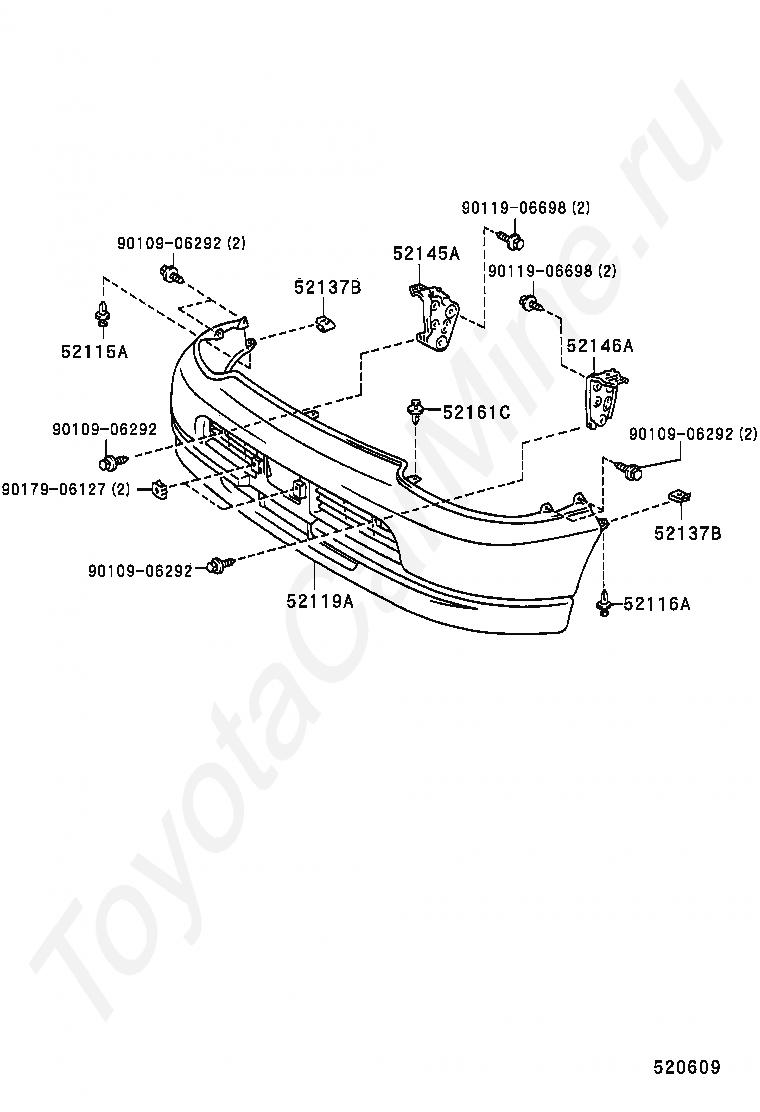 Передний бампер Тойота для HIACE/HIACE S.B.V, 1995/08 - 2001/08, 2,4 ...