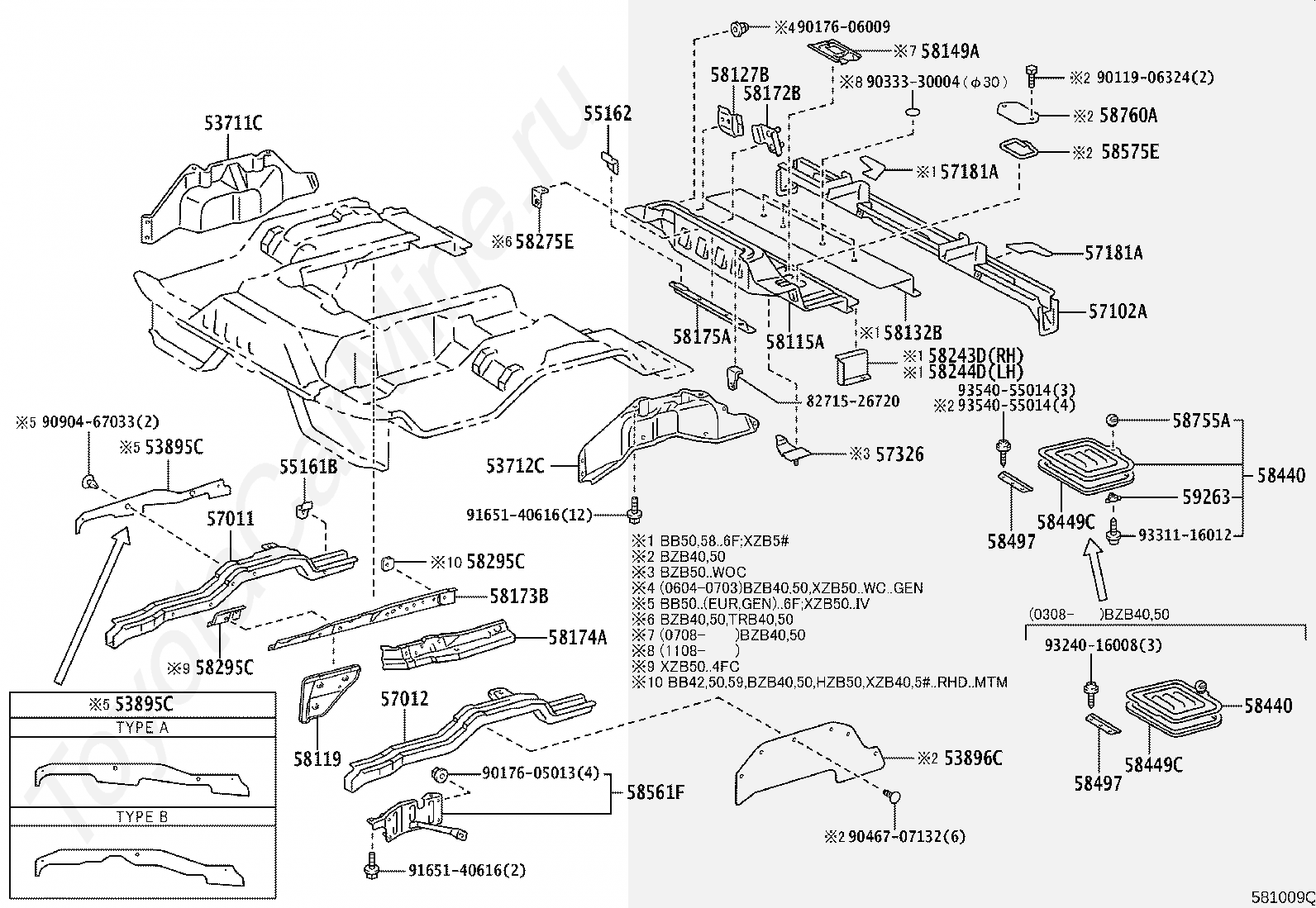 Нижняя часть кузова Тойота для COASTER, 1993/01 - 2016/12, 3,7 литра ...