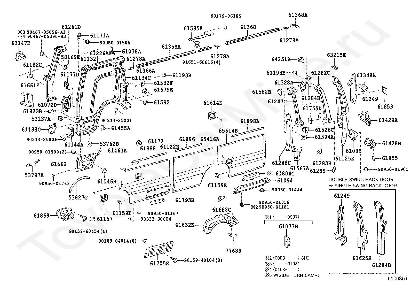 Боковая панель кузова Тойота для COASTER, 1993/01 - 2016/12, 3,7 литра ...