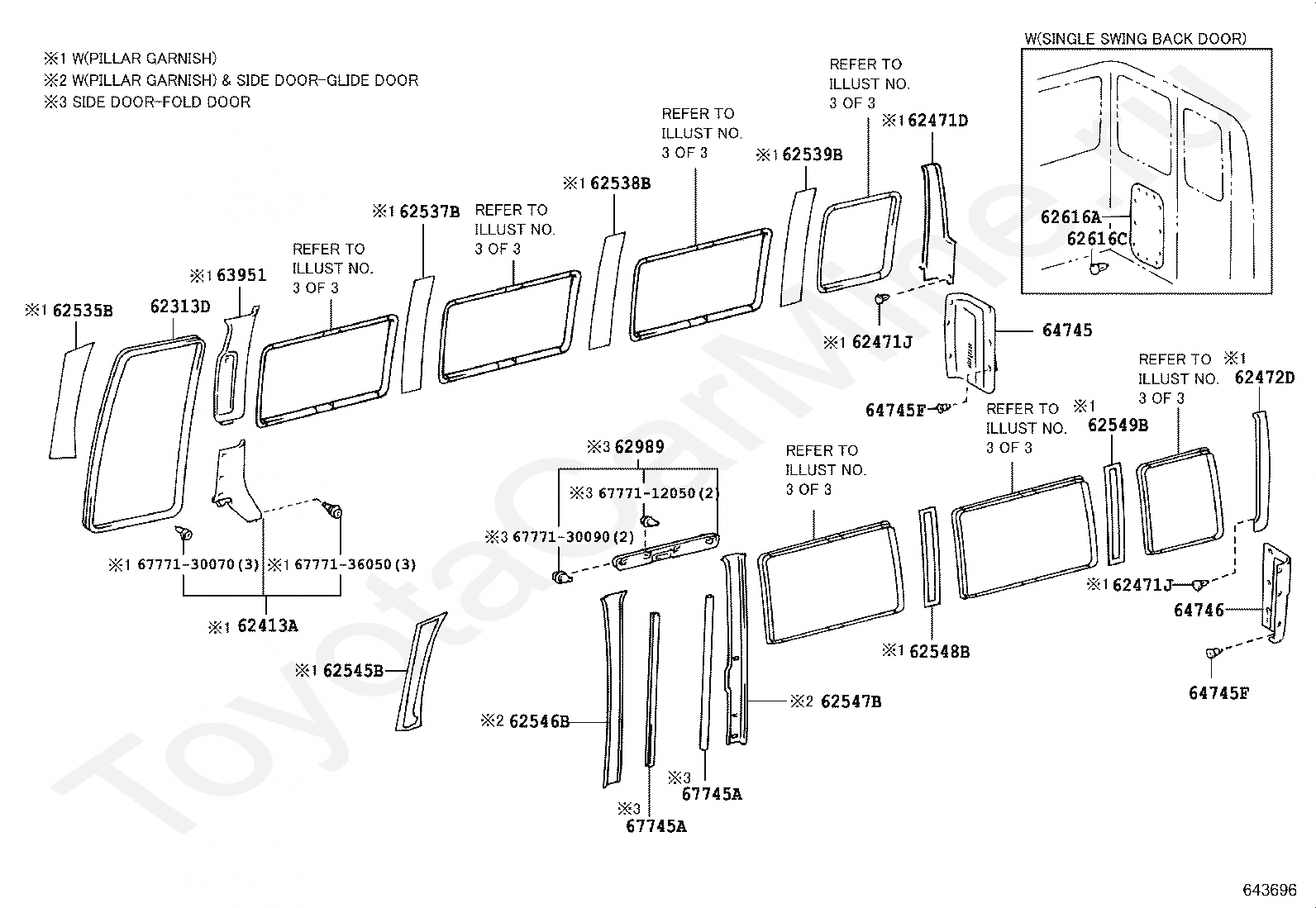INSIDE TRIM BOARD Тойота для COASTER, 2008/03 - 2016/12, 4 литра ...