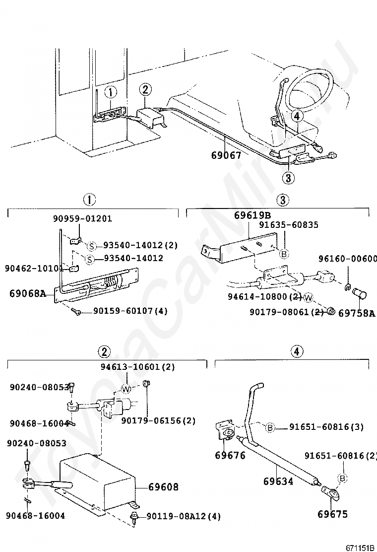 Замок и петли центральной двери Тойота для COASTER, 1993/01 - 2024, 4,2 ...
