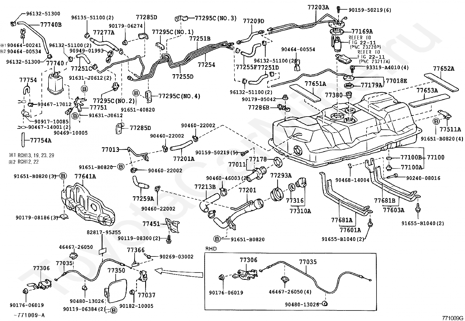 Топливный бак и горловина Тойота для HIACE/HIACE S.B.V, 1999/07 - 2003/ ...