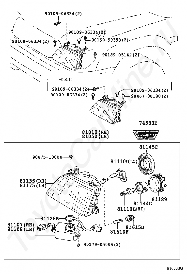Фары Тойота для LAND CRUISER 100, 1998/01 - 2000/08, 4,7 литров, 32 ...