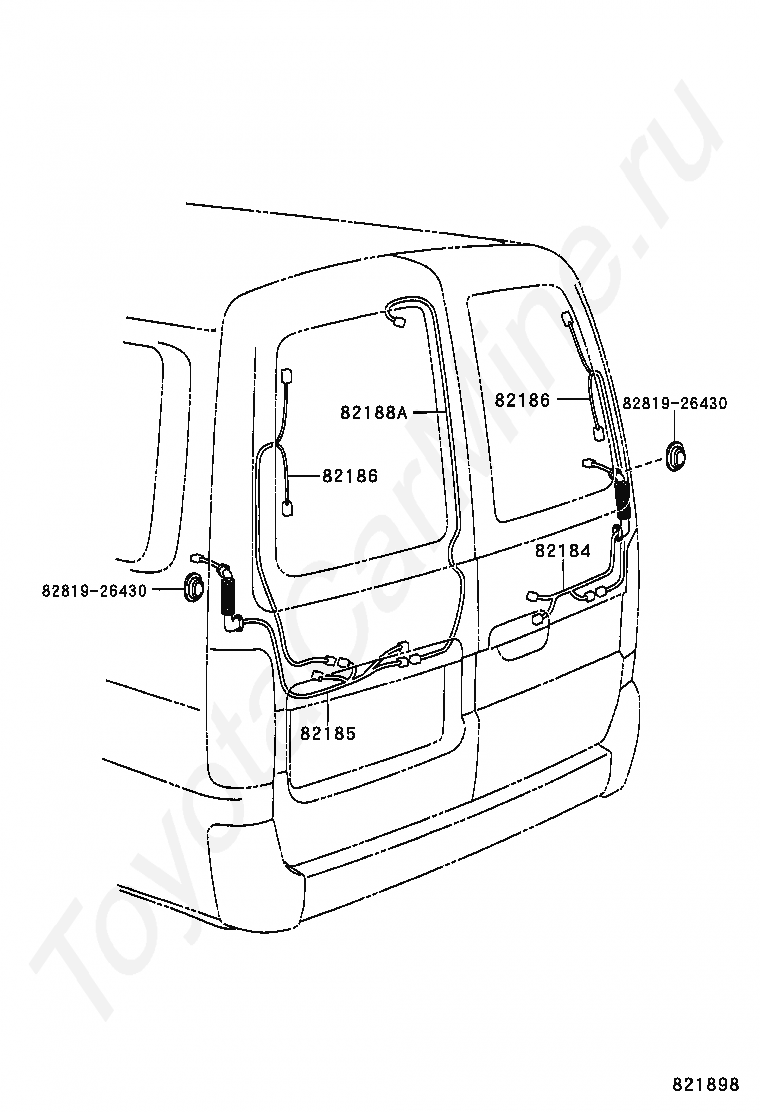 Проводка Тойота для HIACE/HIACE S.B.V, 1995/08 - 2001/08, 2,4 литра ...