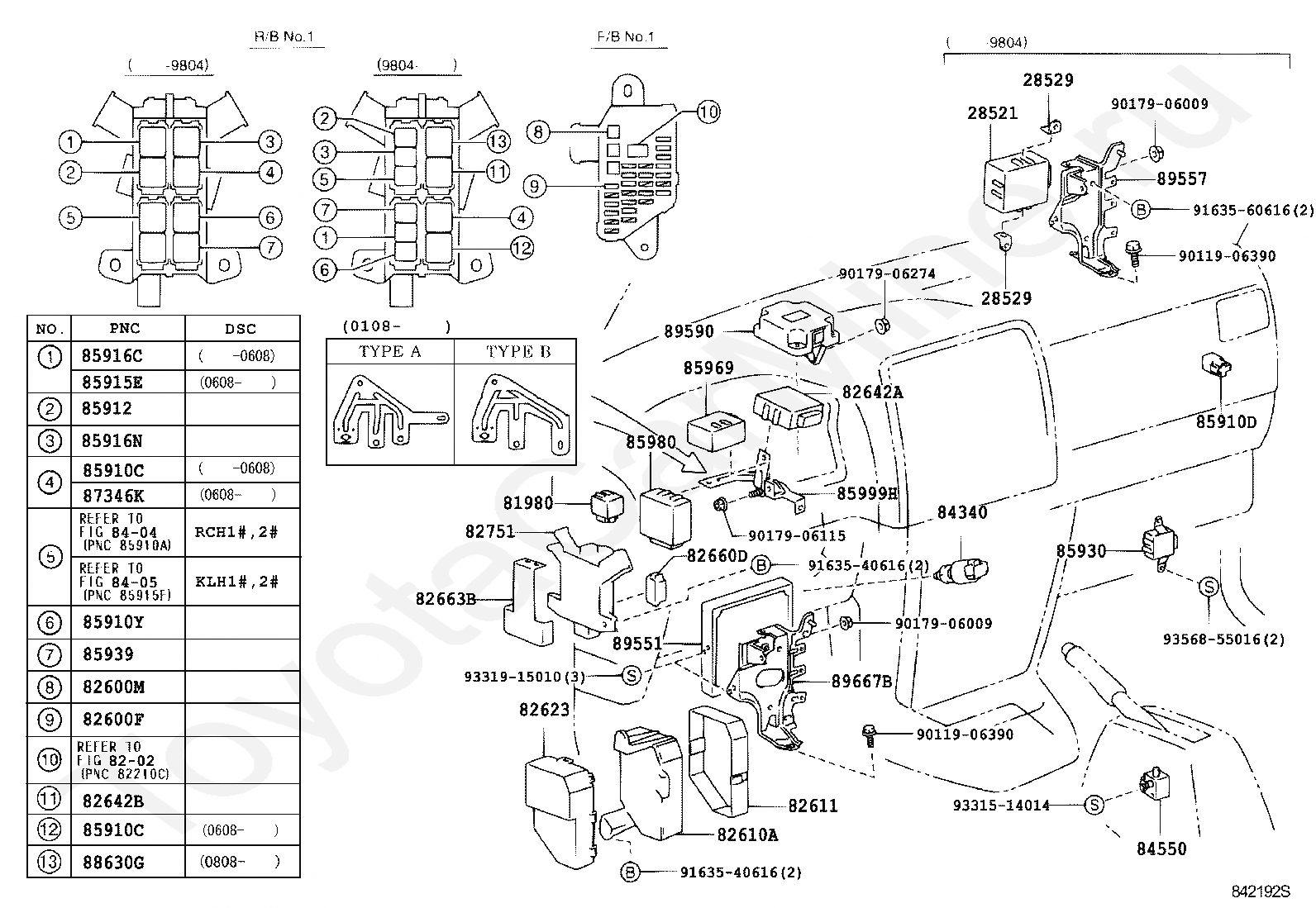 Реле и кнопки Тойота для HIACE/HIACE S.B.V, 1999/07 - 2006/05, 2,7 ...