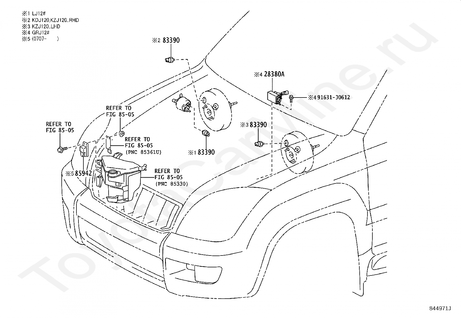 Реле и кнопки Тойота для LAND CRUISER PRADO, 2004/08 - 2009/08, 2,7 ...