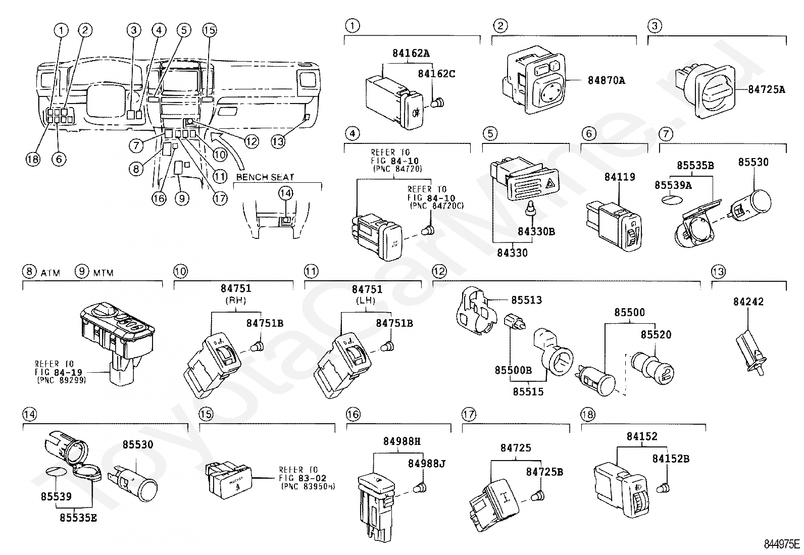Реле и кнопки Тойота для LAND CRUISER PRADO, 2004/08 - 2009/08, 2,7 ...