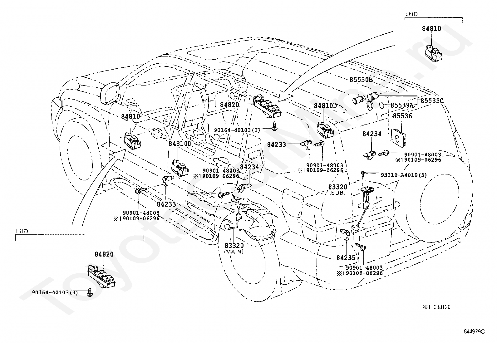 Реле и кнопки Тойота для LAND CRUISER PRADO, 2004/08 - 2009/08, 2,7 ...