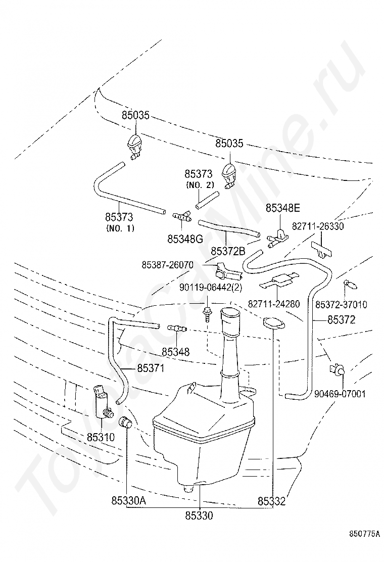 Омыватель лобового стекла Тойота для HIACE/HIACE S.B.V, 2001/08 - 2011/ ...