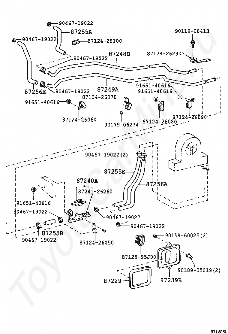 Кондиционер: водяные трубки Тойота для HIACE/HIACE S.B.V, 1999/07 ...