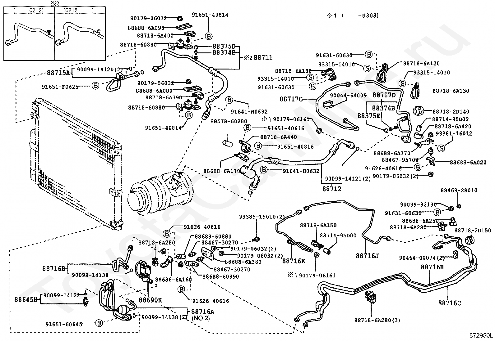 Кондиционер: охлаждающие трубки Тойота для LAND CRUISER 100, 1998/01 ...