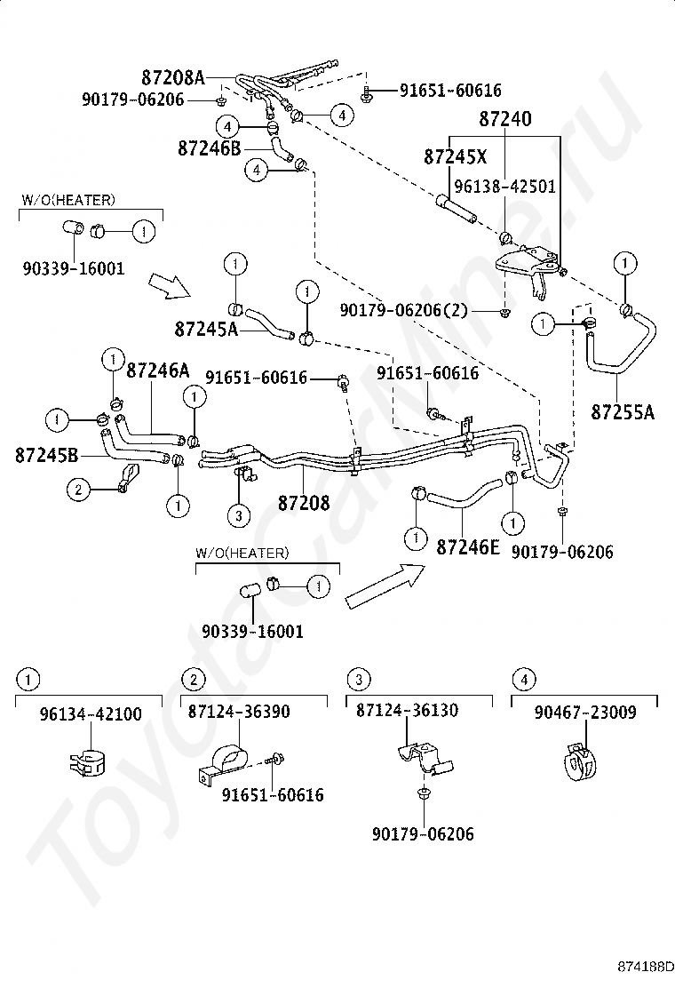 Кондиционер: водяные трубки Тойота для COASTER, 2007/08 - 2016/12, 2,7 ...