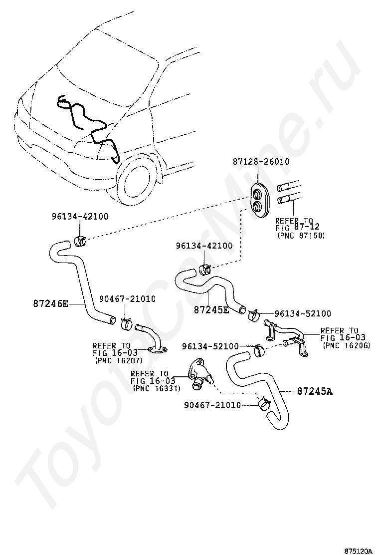 Кондиционер: водяные трубки Тойота для HIACE/HIACE S.B.V, 2001/08 ...