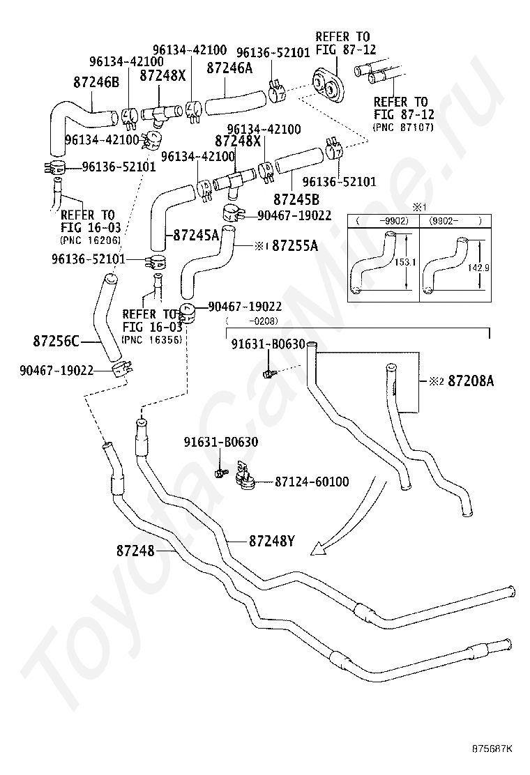 Кондиционер: водяные трубки Тойота для LAND CRUISER 100, 1998/01 - 2000 ...