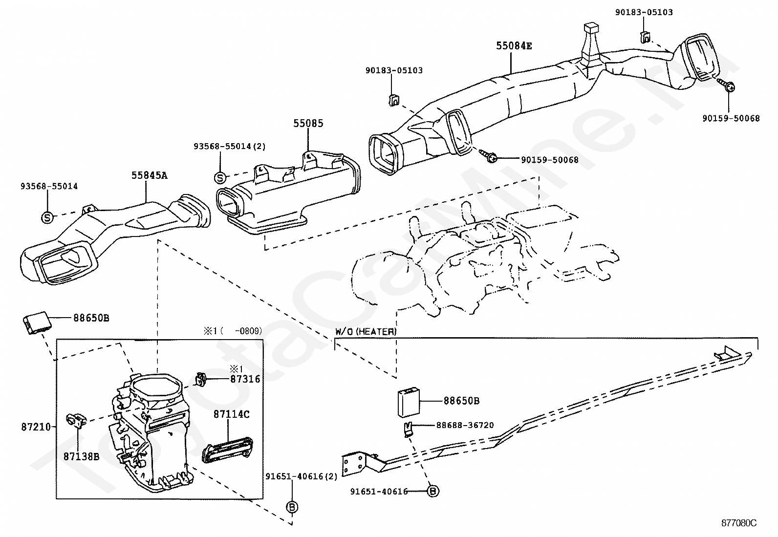Кондиционер: управление и воздуховод Тойота для COASTER, 2006/08 - 2025 ...