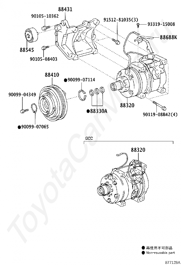 Кондиционер: компрессор Тойота для LAND CRUISER PRADO, 2004/08 - 2009/ ...