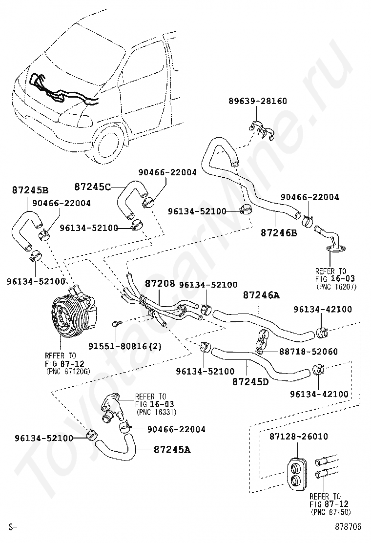 Кондиционер: водяные трубки Тойота для HIACE/HIACE S.B.V, 2001/08 ...