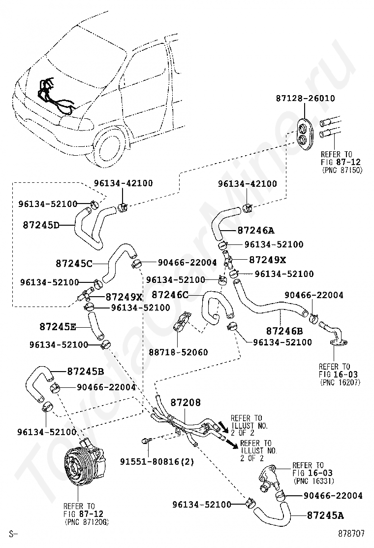 Кондиционер: водяные трубки Тойота для HIACE/HIACE S.B.V, 2001/08 ...