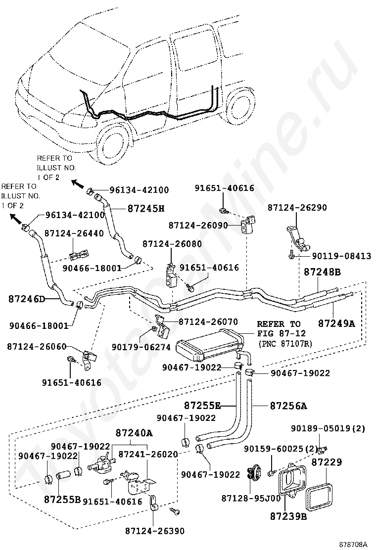 Кондиционер: водяные трубки Тойота для HIACE/HIACE S.B.V, 2001/08 ...