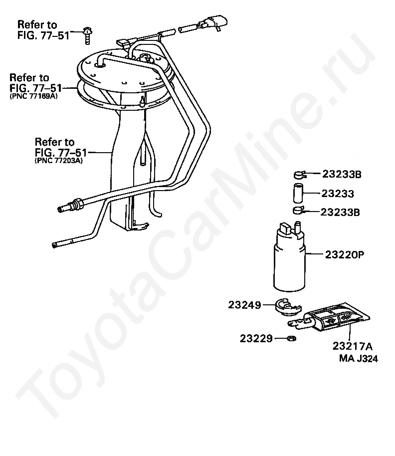 Топливная система Тойота для HIACE/HIACE S.B.V, 1998/04 - 2006/05, 2,7 ...